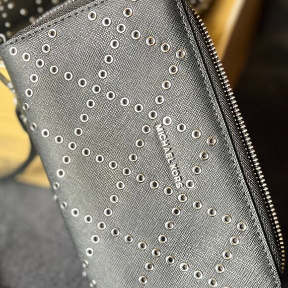 MICHAEL Michael Kors | Bags | Black Silver Studded Wristlet | Poshmark